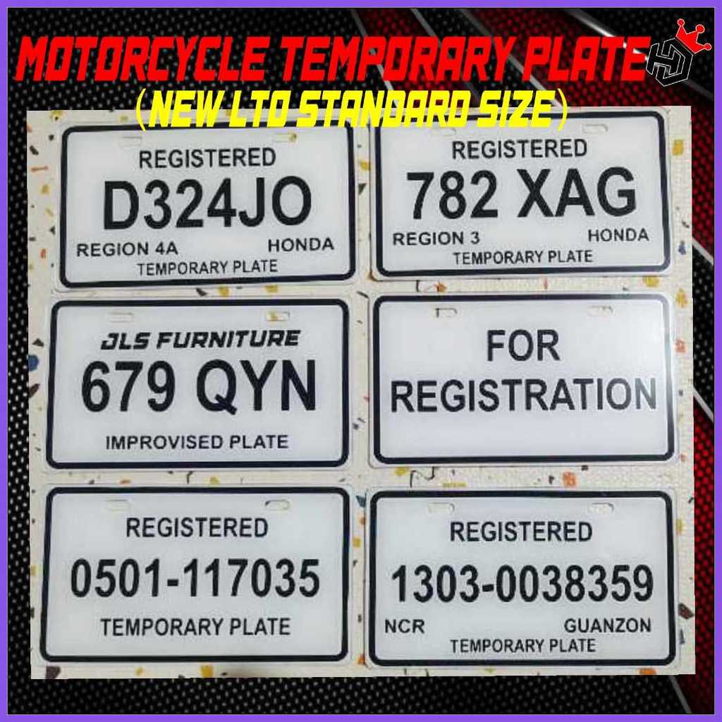 TEMPORARY MOTORCYCLE PLATE 2023 NEW LTO FORMAT New Size Standard ...