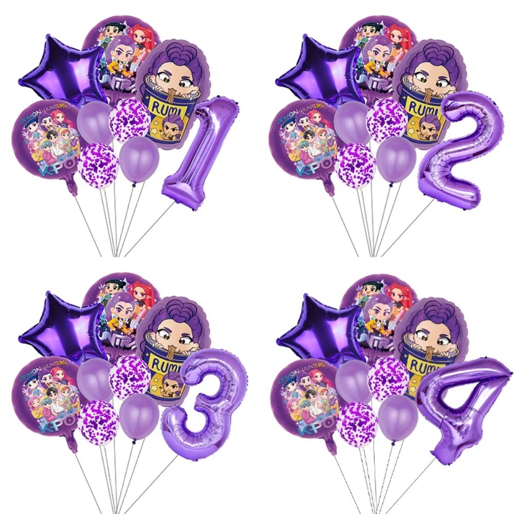 Kpop Demon Hunters Party RUMI Balloon Set Star Glitter Number Balloons ...