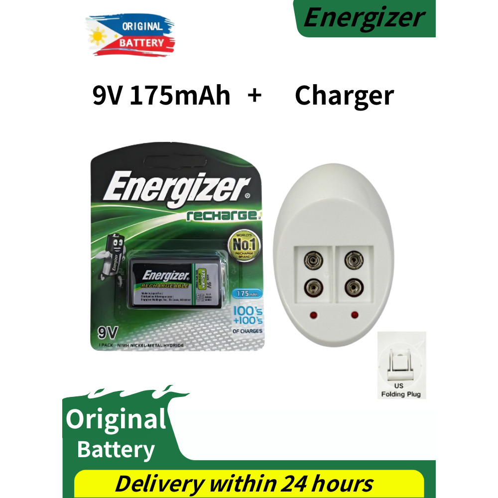 Original 1PCS/2PCS Energizer 9V NiMH Rechargeable 175mAh Battery with ...