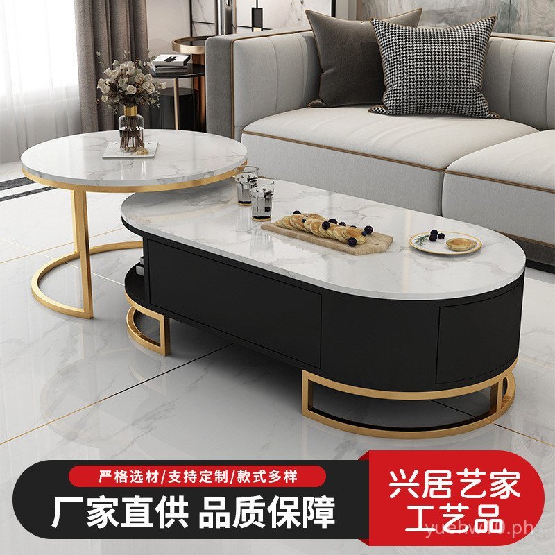 Nordic Living Room Extendable Marble Coffee Table Simple ...