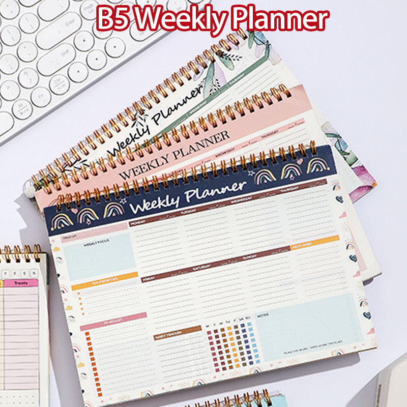 B5 Weekly Planner Spiral-bound Work Time Tracker Planner Meal ...