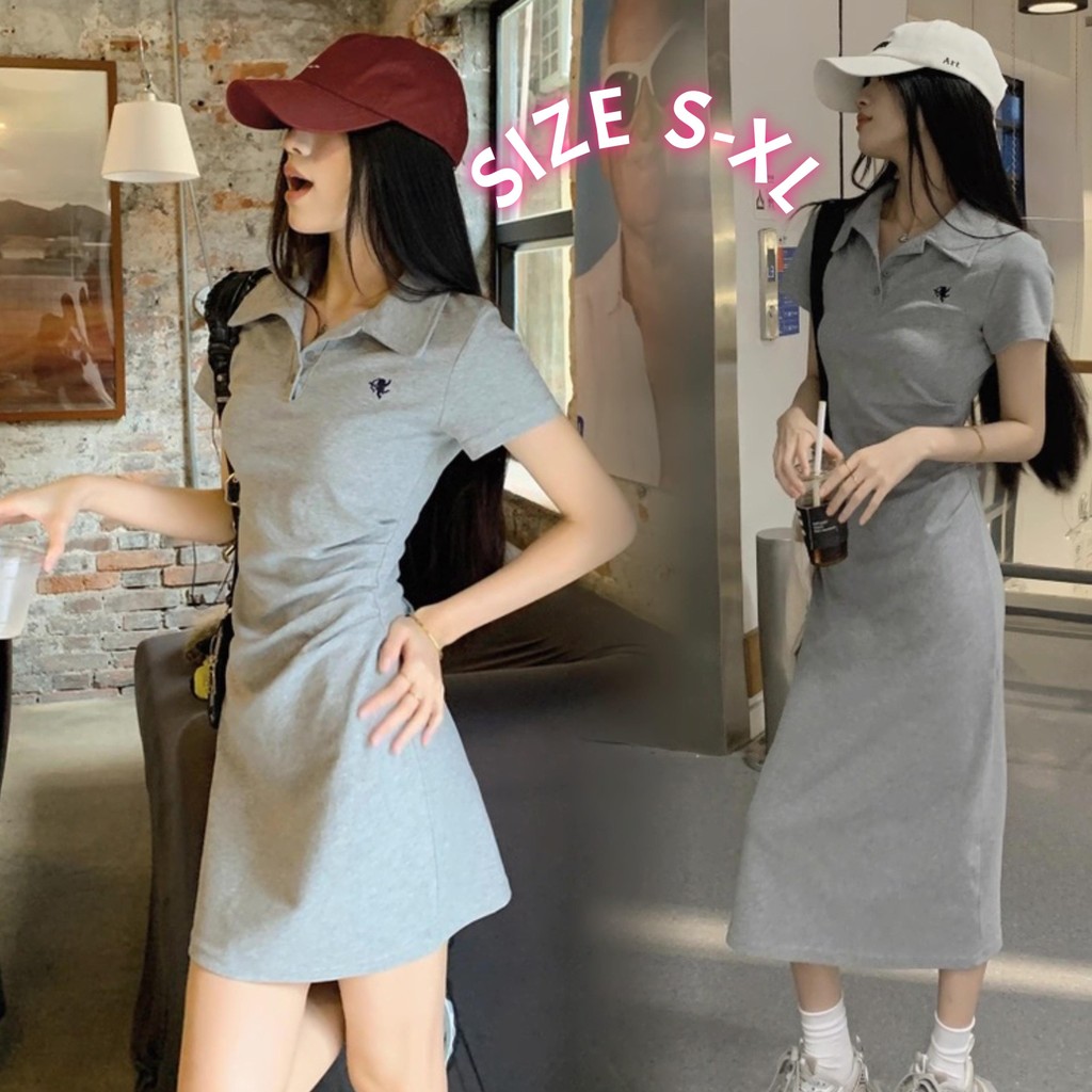 99135 Polo dress for women summer style, embroidery design, waist ...