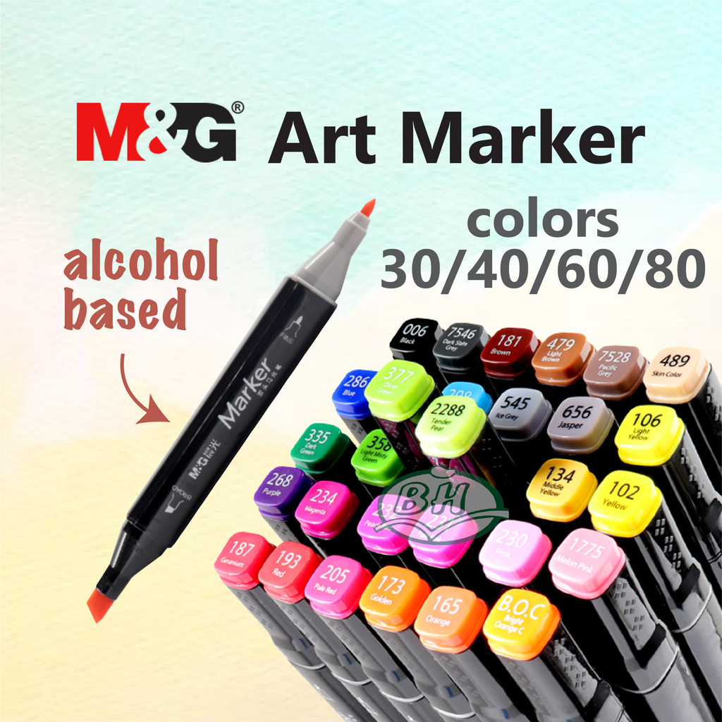 Dual Tip 30,40,60,80 Colors Alcohol Marker Drawing Set for Sketching ...