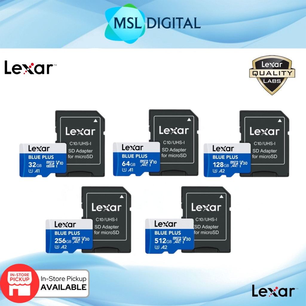 Lexar BLUE PLUS microSD Card UHS-I (Up to 170MB/s A2 V30 U3 4K UHD ...