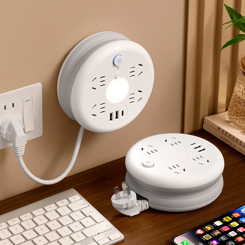 [Quick Shipment] Round Storage Socket Multi-Function Retractable Power ...