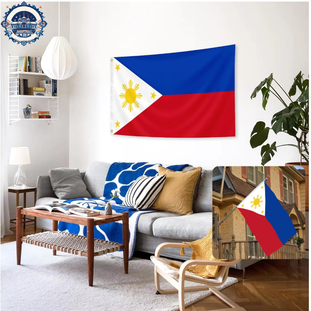 90x150 cm Philippine Flag (Watawat) Fabric/Embroidered 3ft x 5ft ...