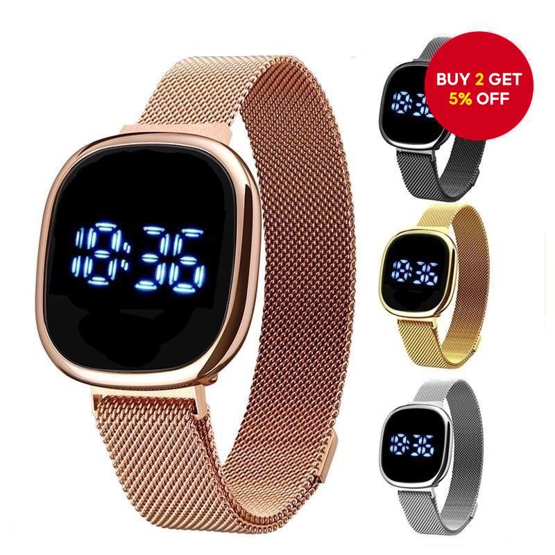 Stylish LED Touch Screen Watch - Unisex Magnetic Buckle Stainless Steel ...