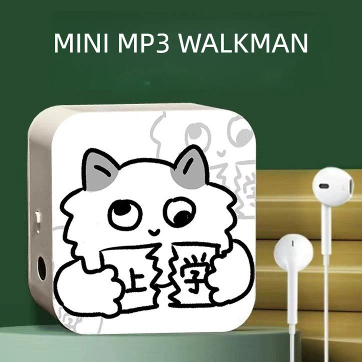 Portable MP3 Player for Students Cute Cartoon Walkman Without Screen ...