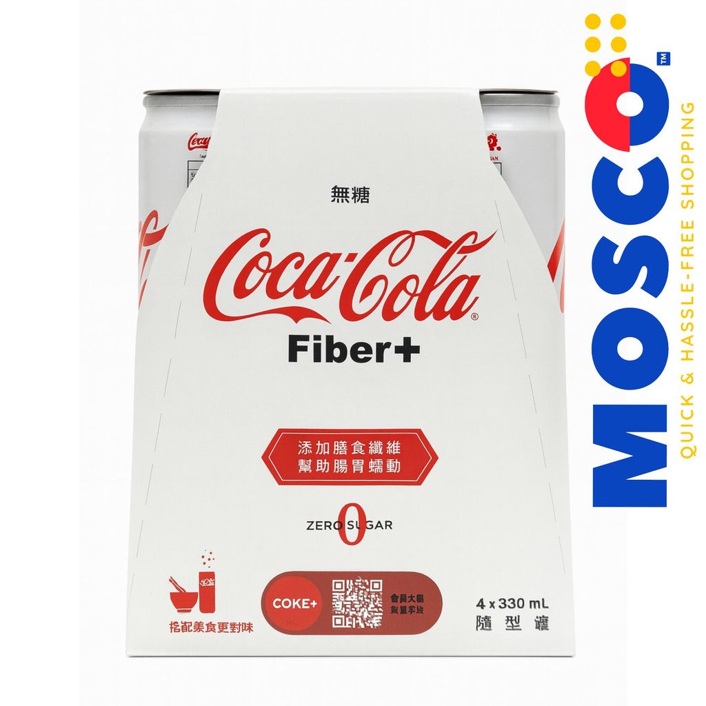 Coca-Cola Fiber+ Zero Sugar 330ml (Pack of 4) | Added Dietary Fiber ...