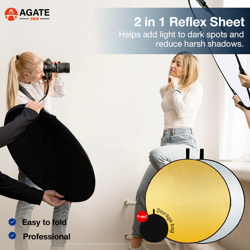Collapsible 5 in 1 Round Reflector for Photography Lighting Portable ...