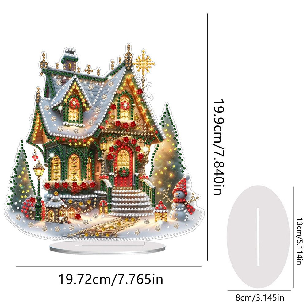 Acrylic Christmas House Colorful Light House Table Top Diamond Painting ...