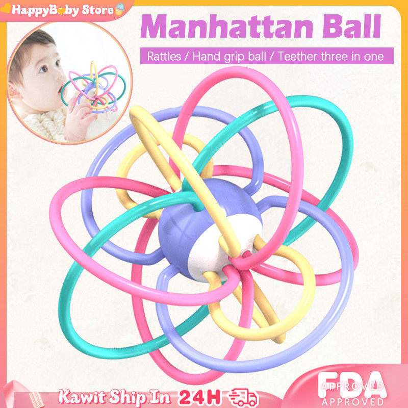 Baby Manhattan Ball BPA Free Teether Sound Rattles Develop Intelligence ...