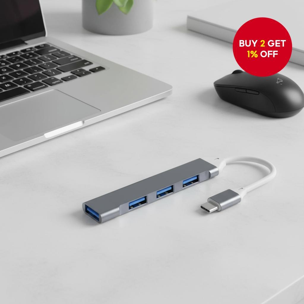 USB Hub 4 Ports High Speed OTG Type C Splitter 5Gbps For PC Computer ...
