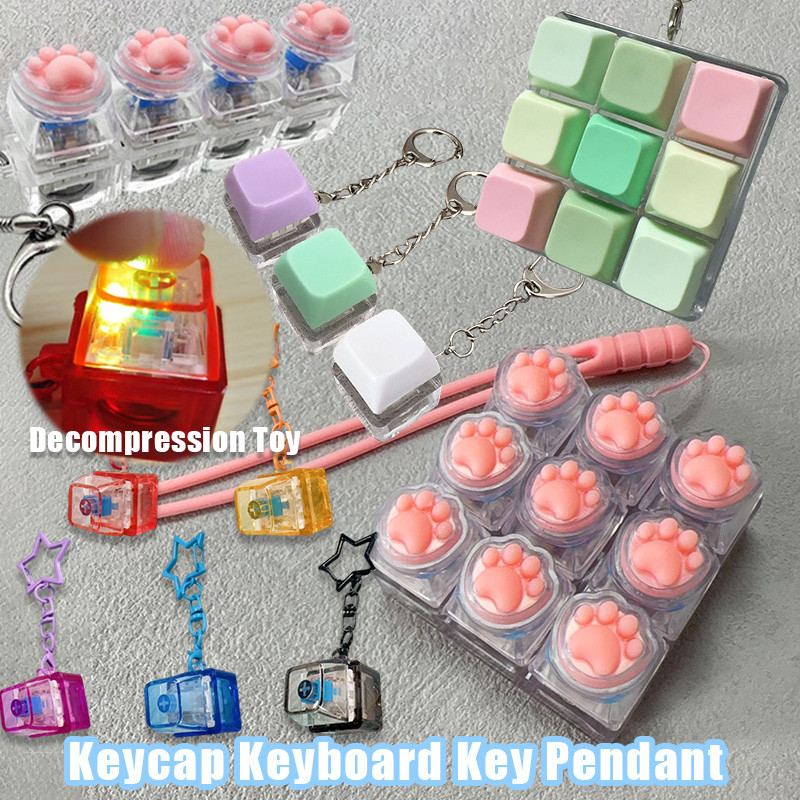 Keycap Keyboard Key Stress Relief Toys with Lamp Cute Cat Paw Keycap ...