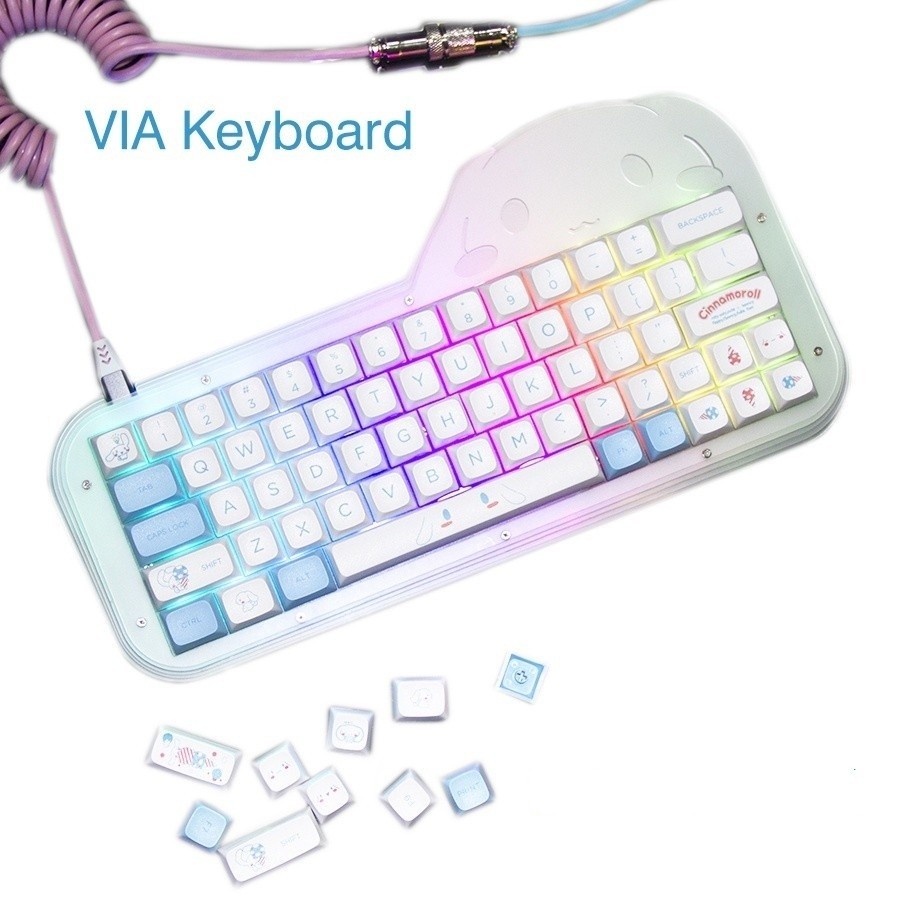 Cinnamon Dog 60% Keyboard RGB Backlight Keypad 64 Key VIA Programmable ...