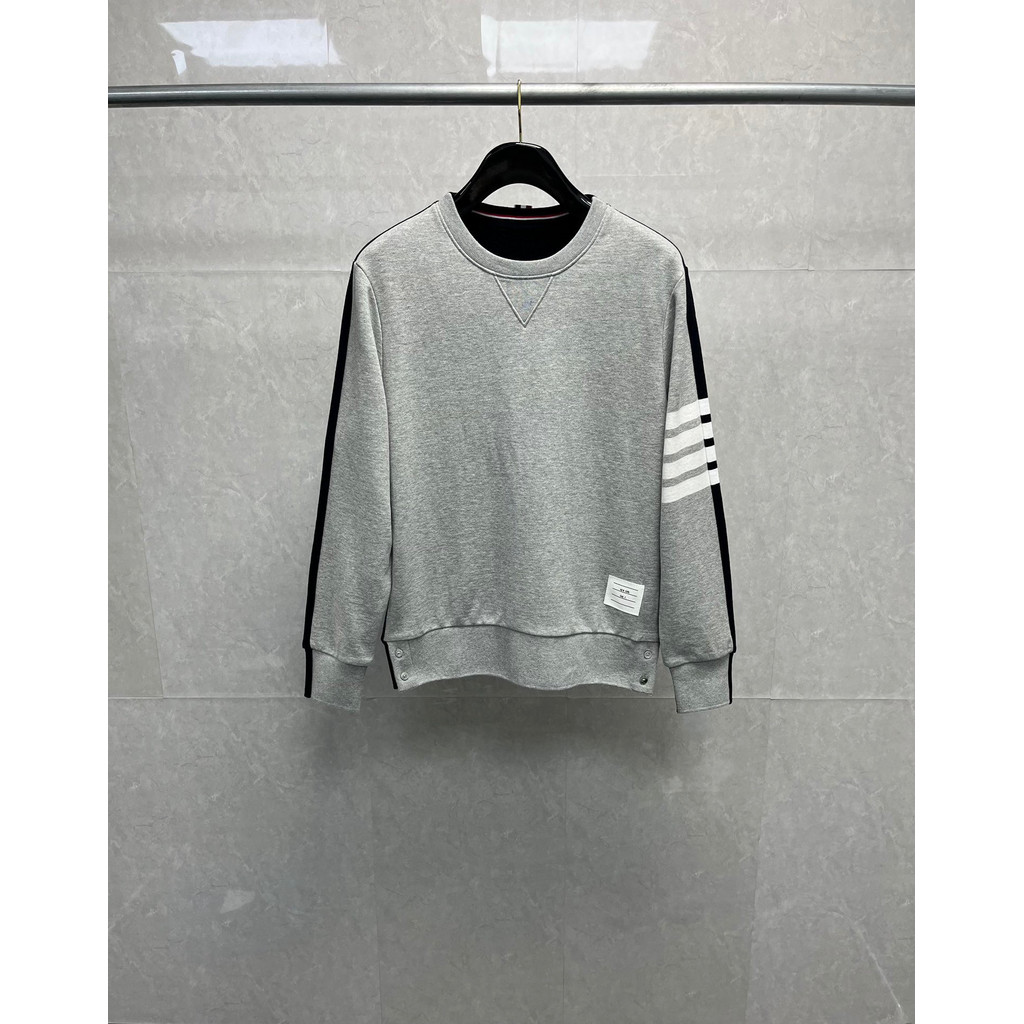Thom browne Gray Front Blue Back Four Stripes Round Neck Color-Block ...