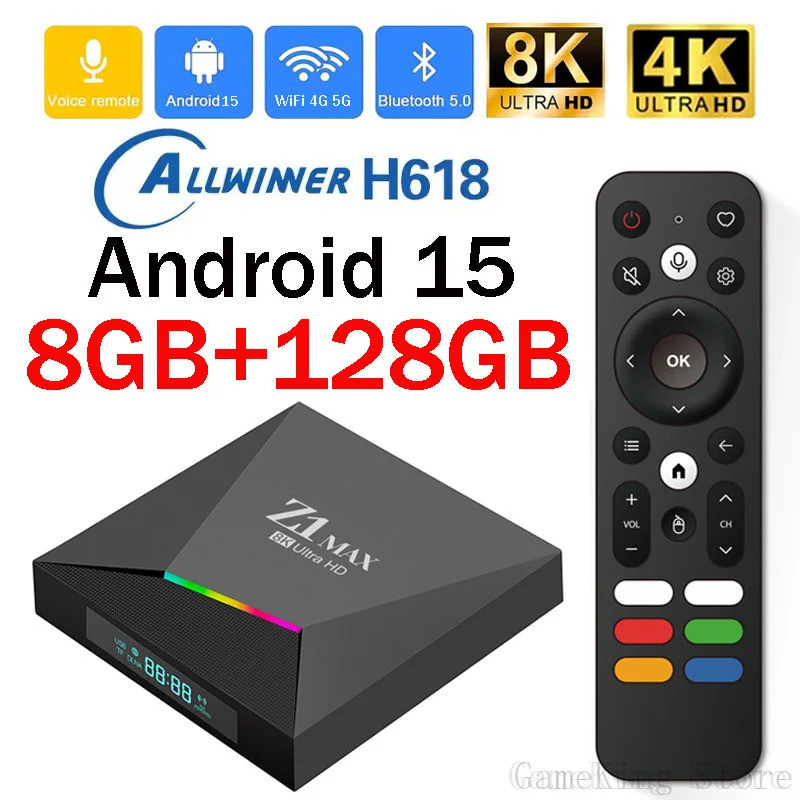 android box 4g Android 15 iptv Z1 Max TV Box 4K 8K HD Allwinner H618 BT ...