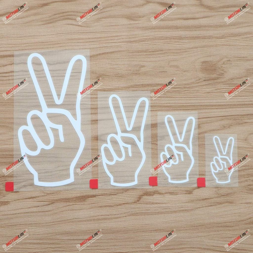 Peace Sign Hand Gesture Decal Vinyl Sticker - 4 Pack White, 2 Inches, 3 ...