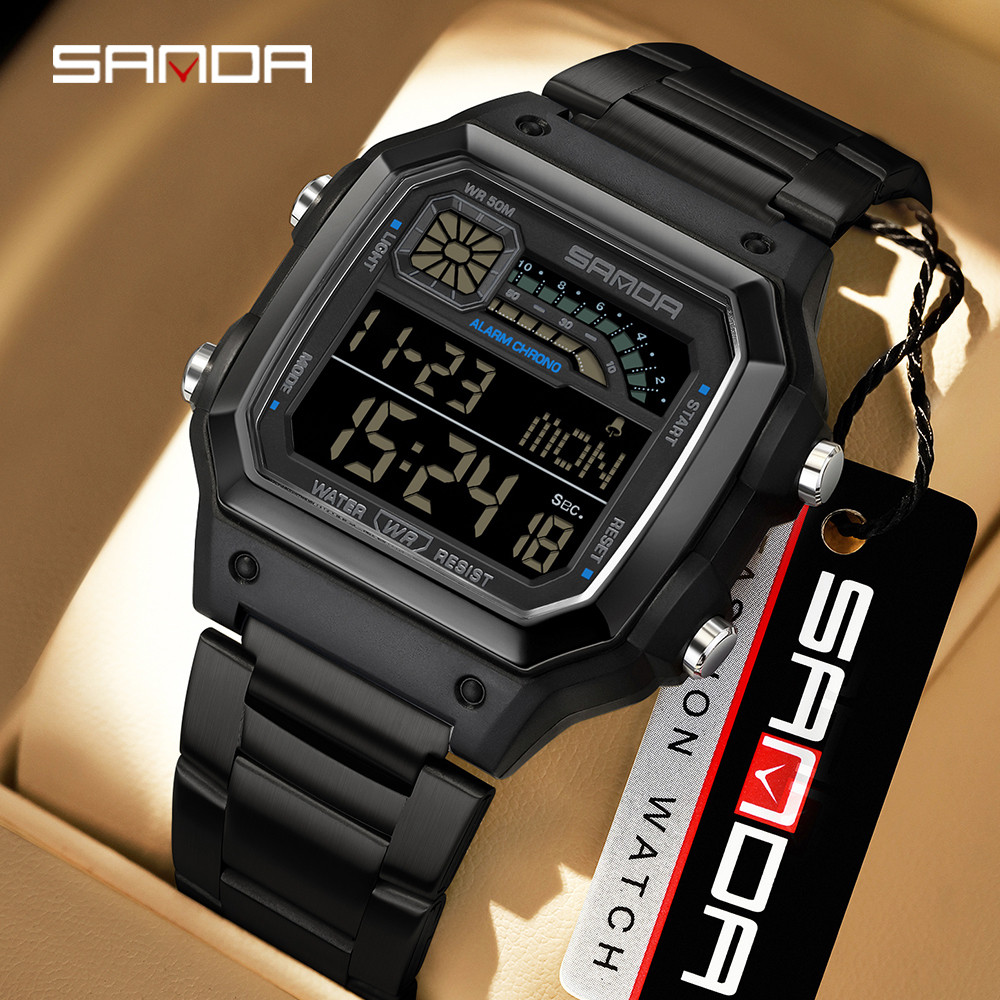 SANDA 6196 Fashion Men's Electronic Wristwatch Waterproof Sports ...