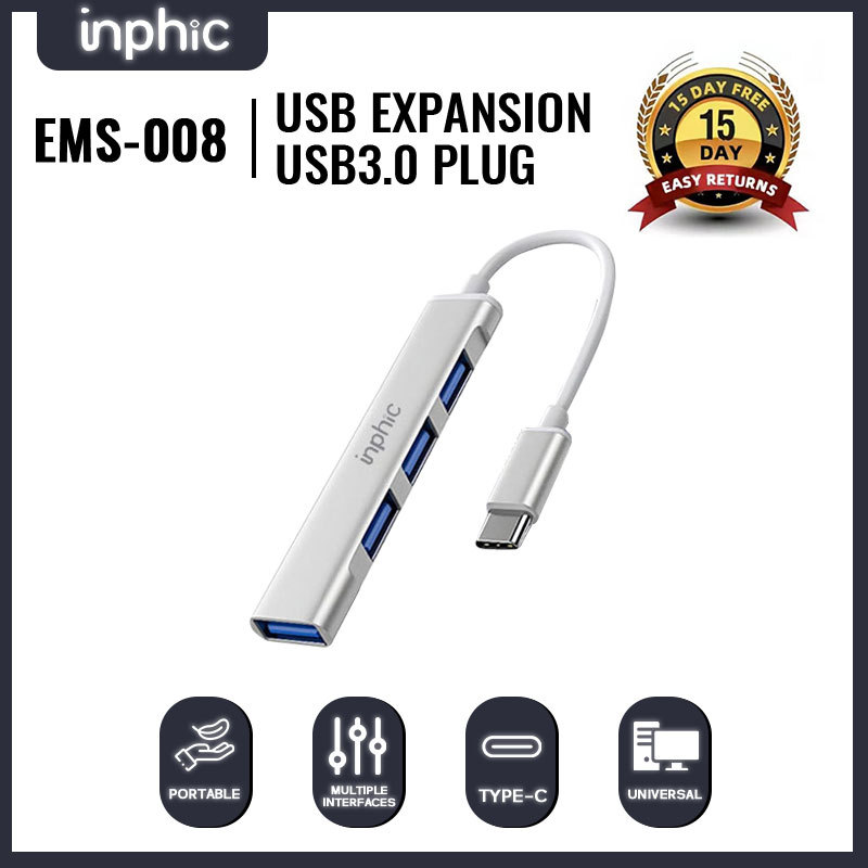 INPHIC Ultra-Thin Mini Portable 4-Port Usb 3.0 Hub Usb Power USB/Type-C ...
