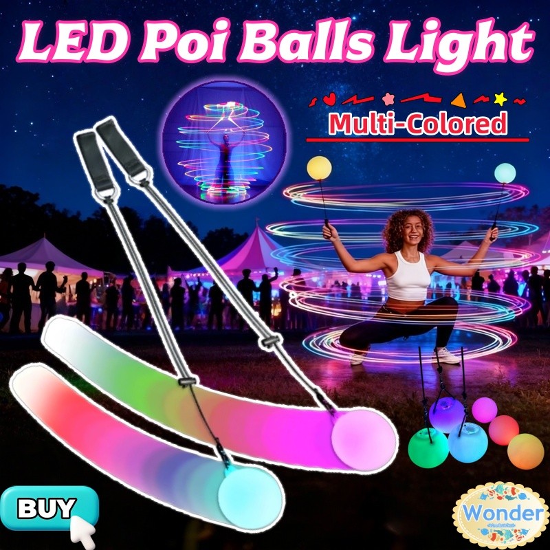 LED Poi Balls Light Up Spinning Toy Multi-Colored LED Glow Toy for ...