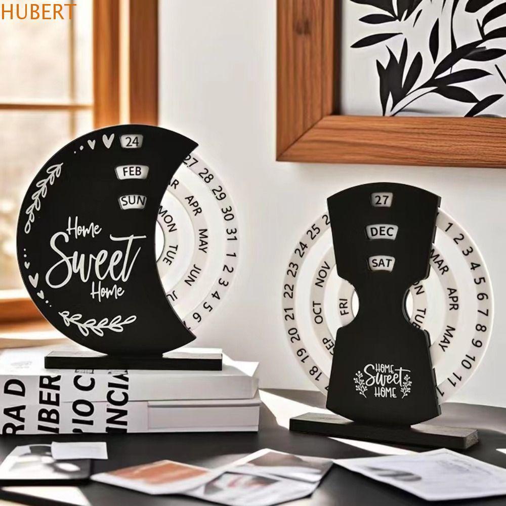 HUBERT Manual Rotating Desk Calendar, Creative Adjustable Perpetual ...