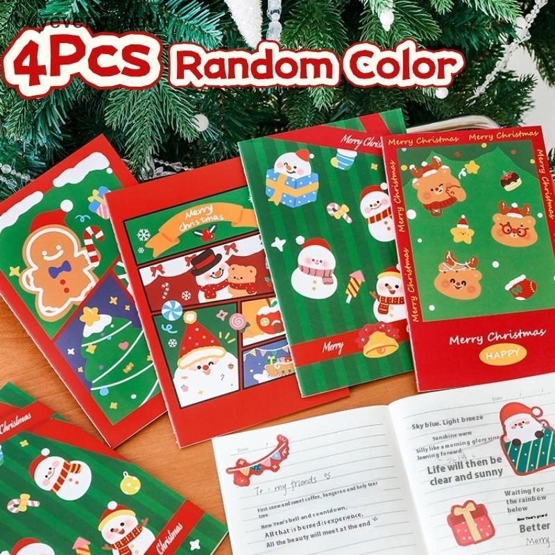 [new] 4Pcs Christmas Notebook Cartoon Santa Claus Snowman A5 Exercise ...