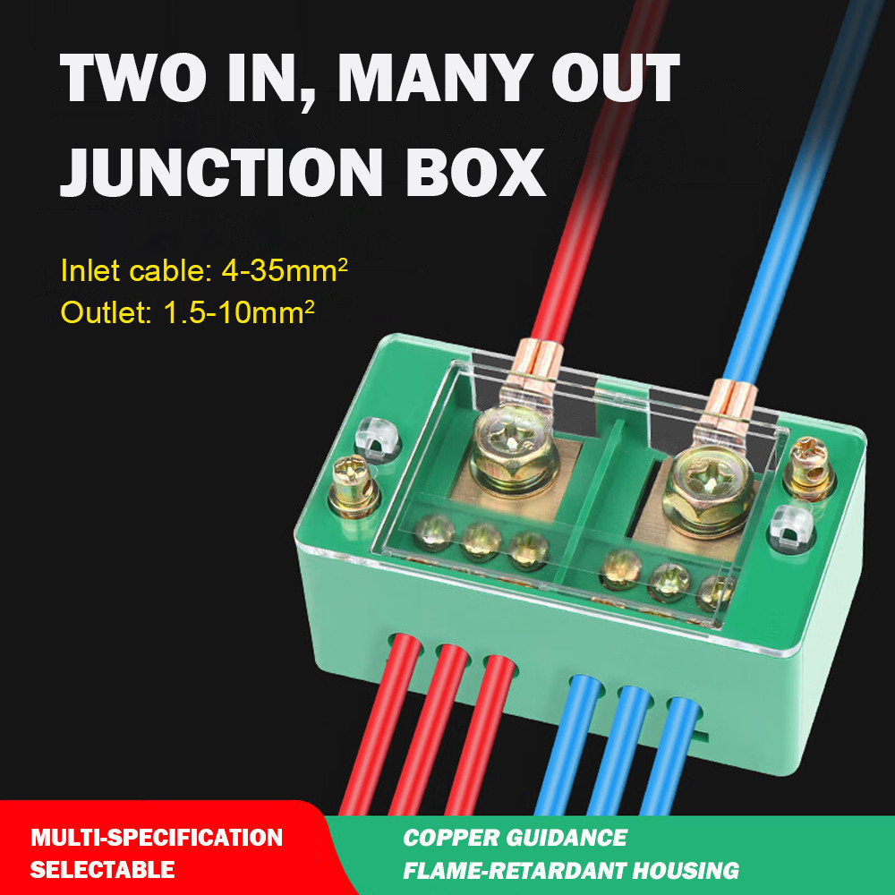 Single Phase 2-IN 6/8/12-OUT Wire Terminal Box Household Distribution ...
