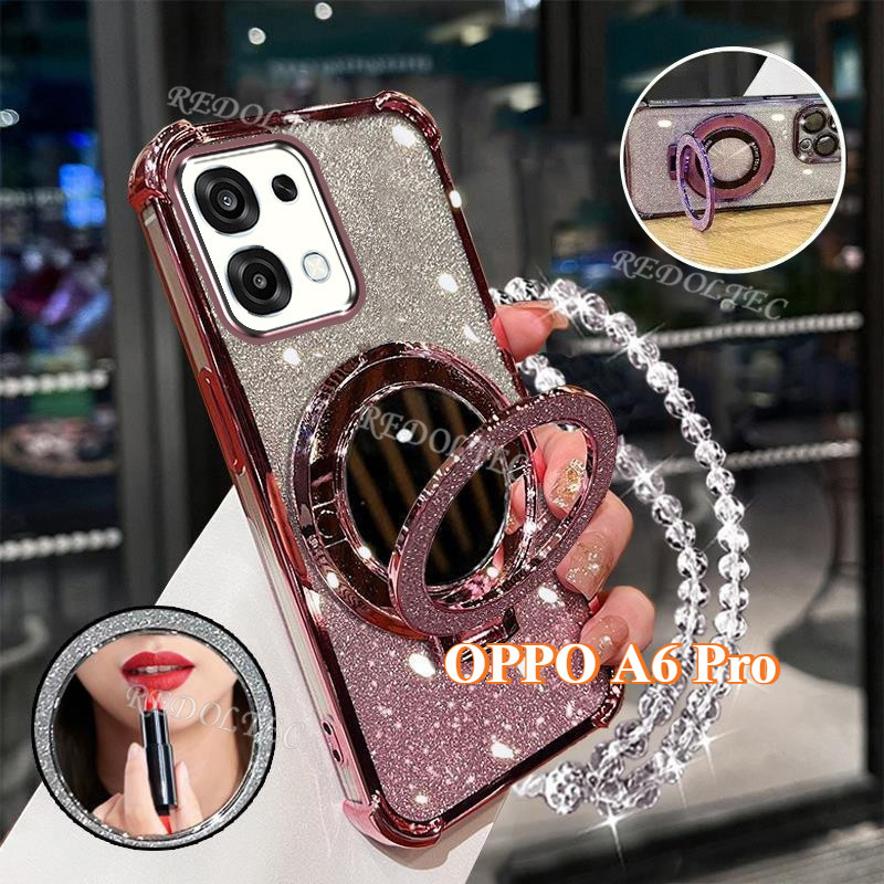 Case OPPO A6 Pro 5G 4G New Gradient Glitter Casing With Mirror Makeup ...