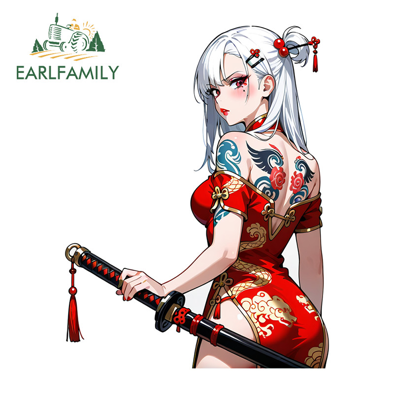 EARLFAMILY Cheongsam Samurai Female Car Stickers Waterproof Campervan ...