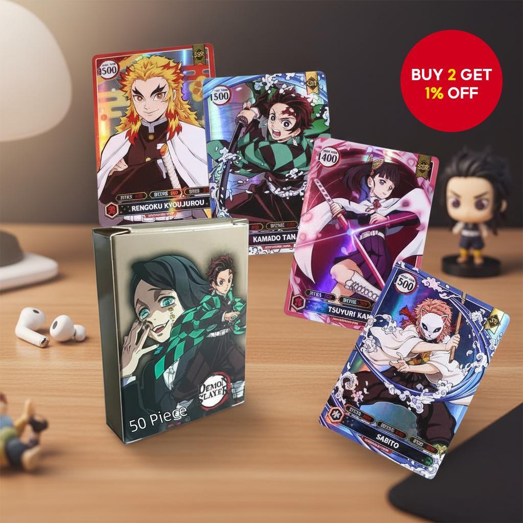 Demon Slayer TCG Card Set 50pcs Box Tanjirou Nezuko Zenitsu Shining ...