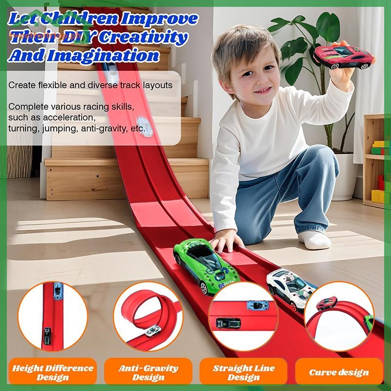 TRTOP 13 Ft And 16 Ft Flexible Race Track For Kids, Race Car Ramp Track ...