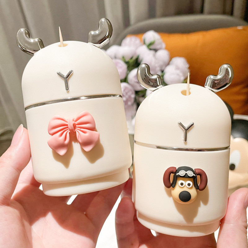 Light Luxury Cartoon Push-Type Cute Deer Toothpick Box Creative Home ...