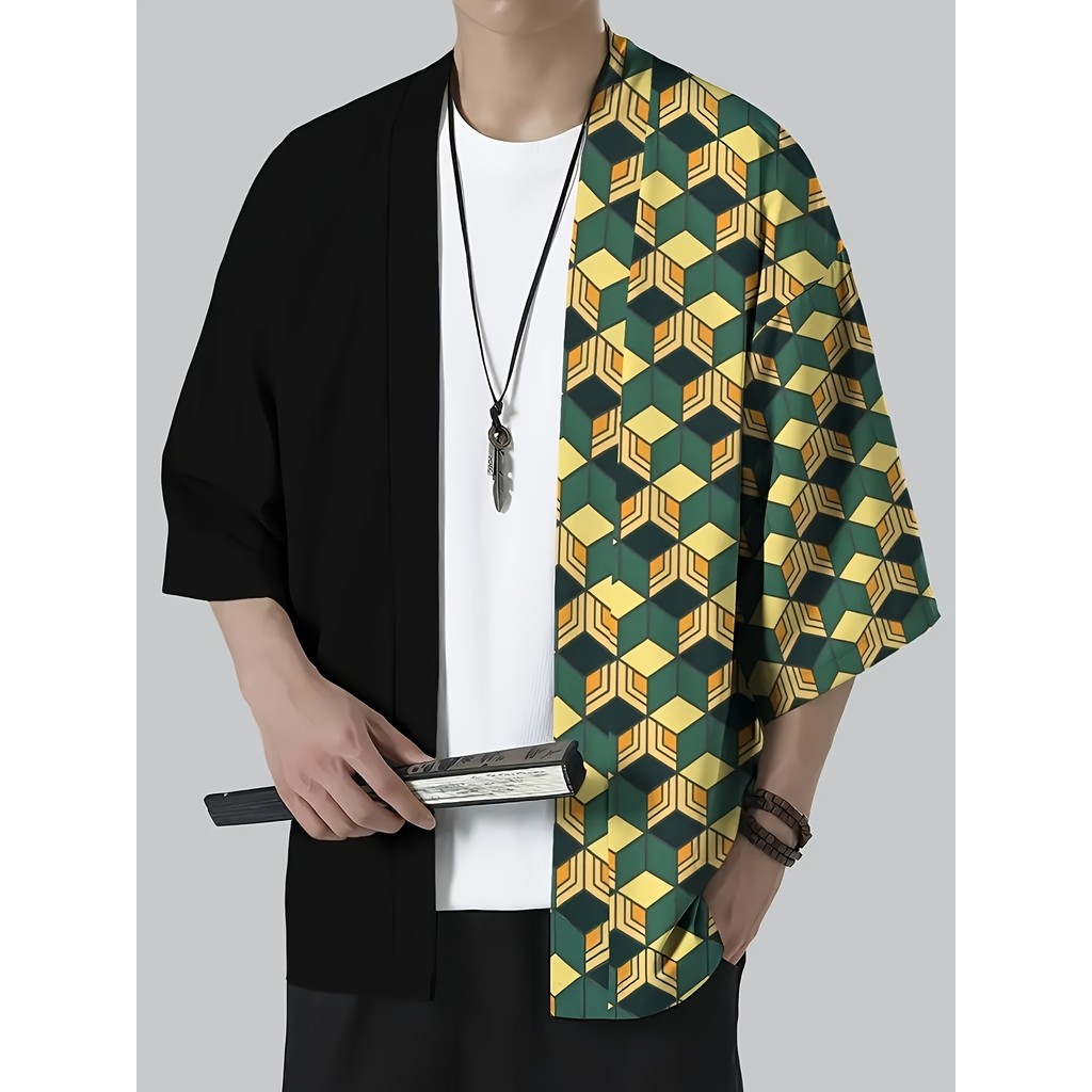 Japanese Kimono for Men Traditional Anime Character Printed Robe Yukata ...