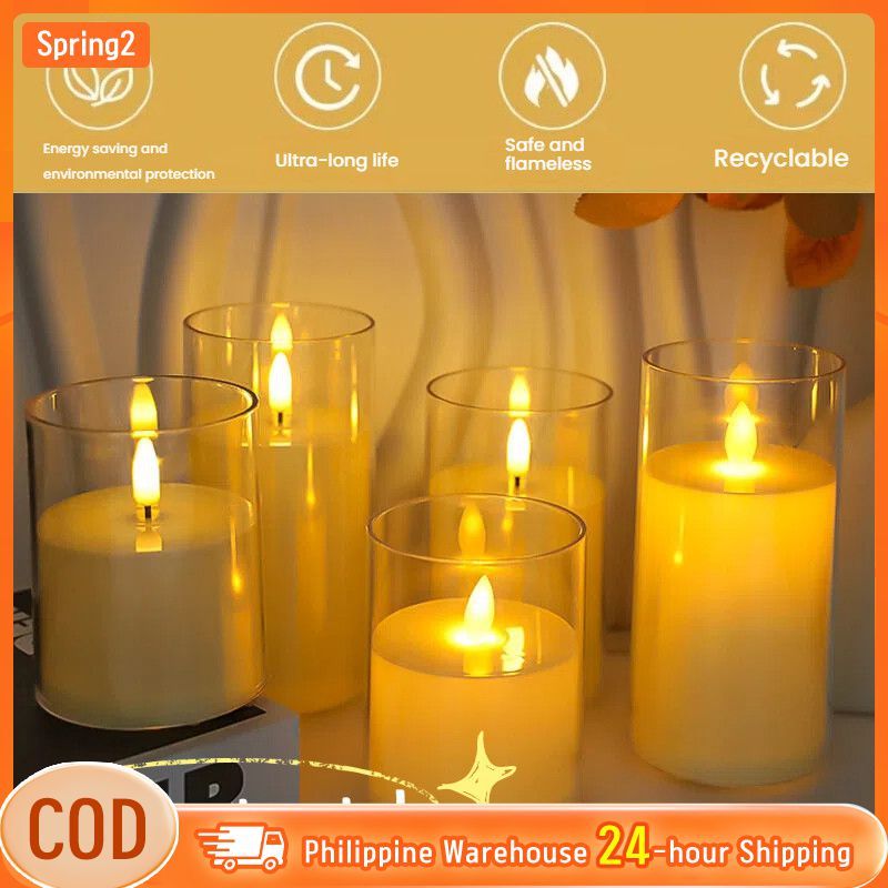 Led Flickering Flameless Candles Light With Battery Acrylic Electric ...