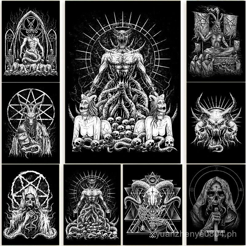 Gothic Style Satanic Poster Demon Lucifer Gothic 666 Satan Baphomet ...