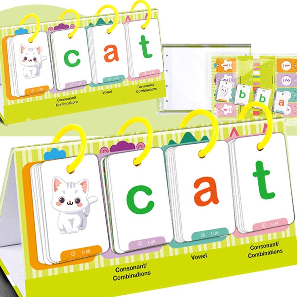 100PCS English Flash Card CVC Words Vowel Consonant Desk Calendar ...