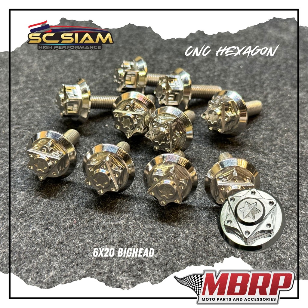 SC SCIAM STAR HEXA BIGHEAD 6X20 CNC BOLTS / FOOTBOARD / PLATE # / HEAT ...