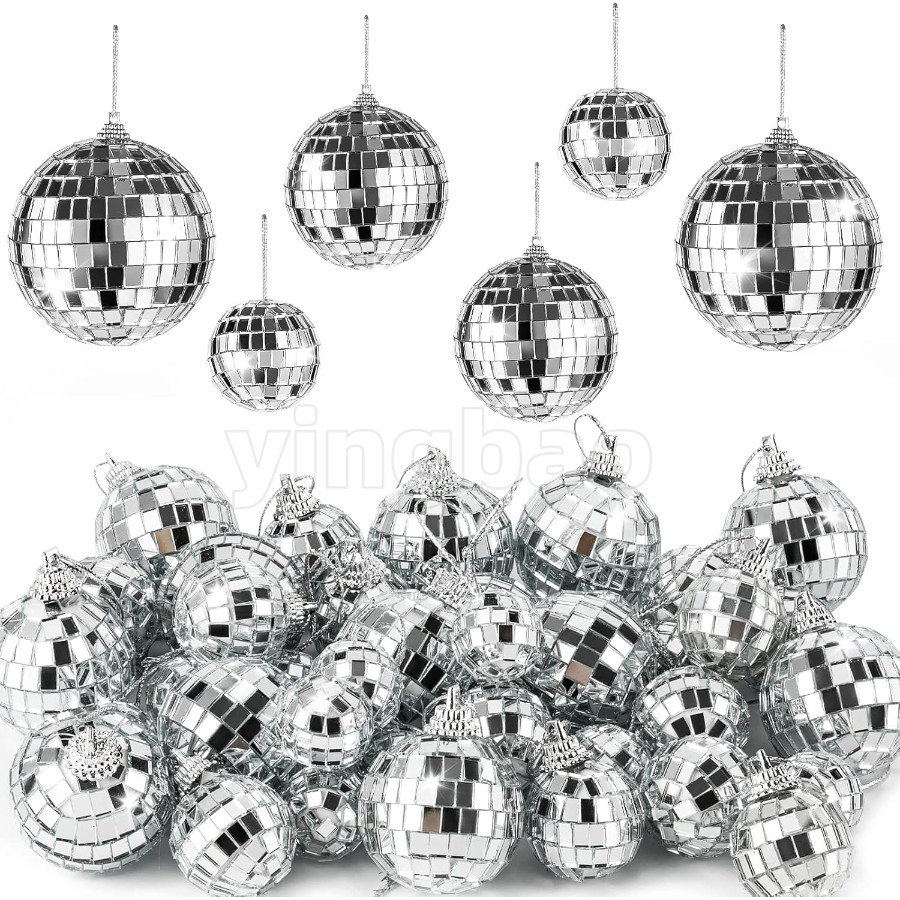 3-8cm Silver Disco Mirror Ball Set for Party Decoration, Christmas Tree ...