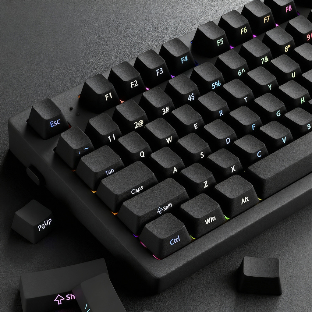 140 Keys Black Side Print PBT Keycaps Double Shot Shine Through Keycaps ...