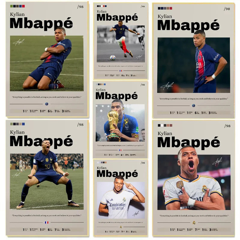 Kylian Mbappé Poster Sports Poster Soccer Print Decor Football Legend ...