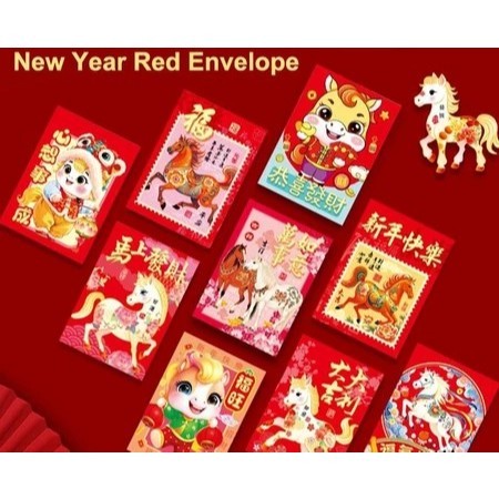 6 pcs/pack 2026 Year of the Horse Ang Pao Red Envelope Ampao Happy New ...