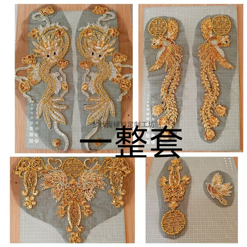 [Embroidery Patch] Whole Set Price Black Background Dragon Phoenix ...