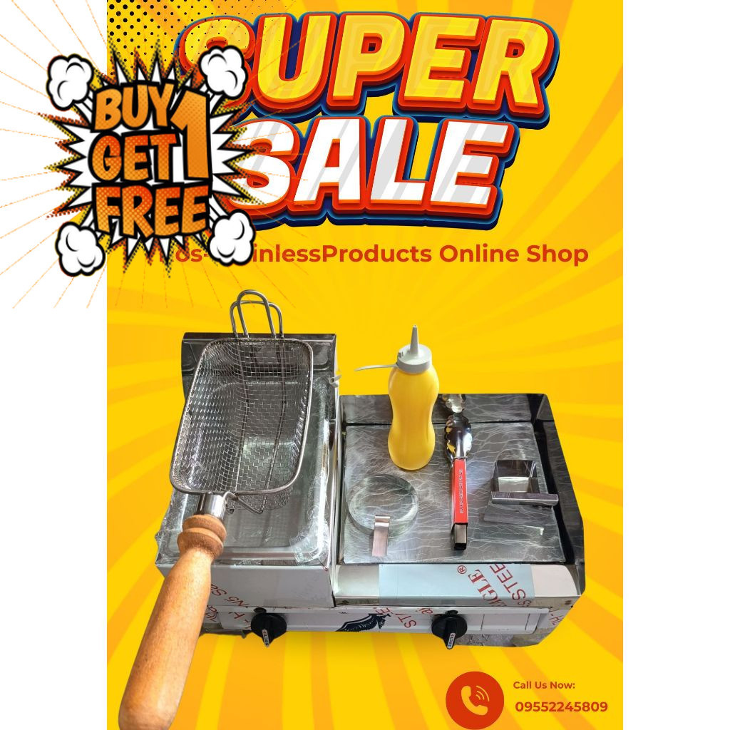 2in1 Stainless Burger Griller with Deep Fryer Lutuan ng Burger Stove ...