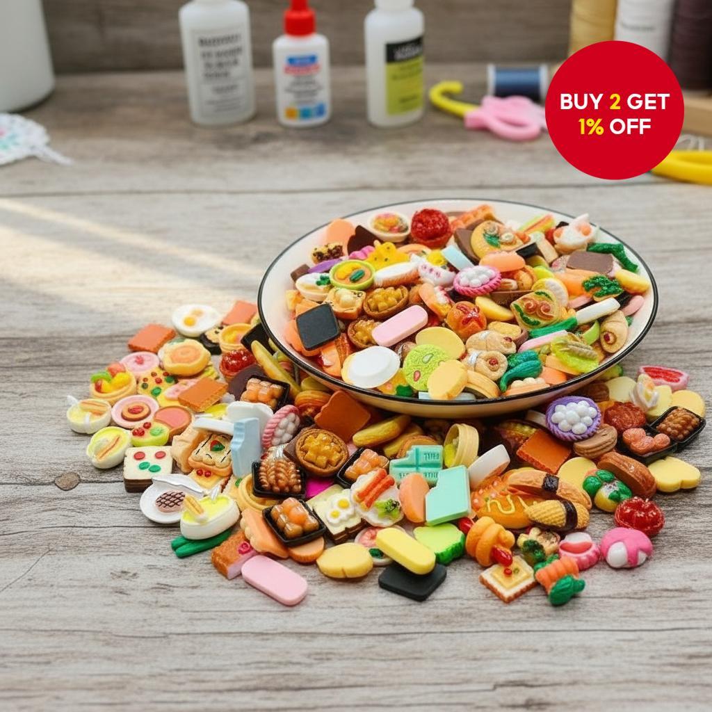 Mixed Resin Mini Food Toys, 47-50 pieces, Doll Kitchen Pretend Play ...