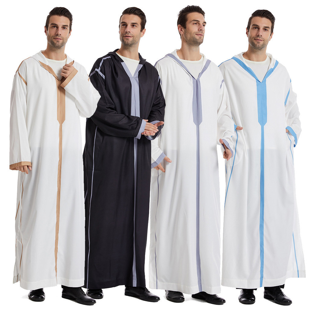 Muslim Arab Men Thobe Thawb Caftan Color Blocked Four Seasons Robe Hot ...
