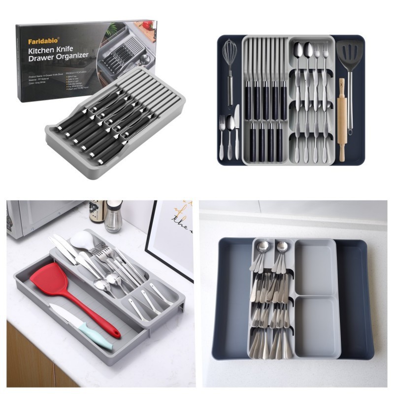 3-in-1 Large Knife and Fork Drawer Organizer Spoon and Fork Storage Box ...