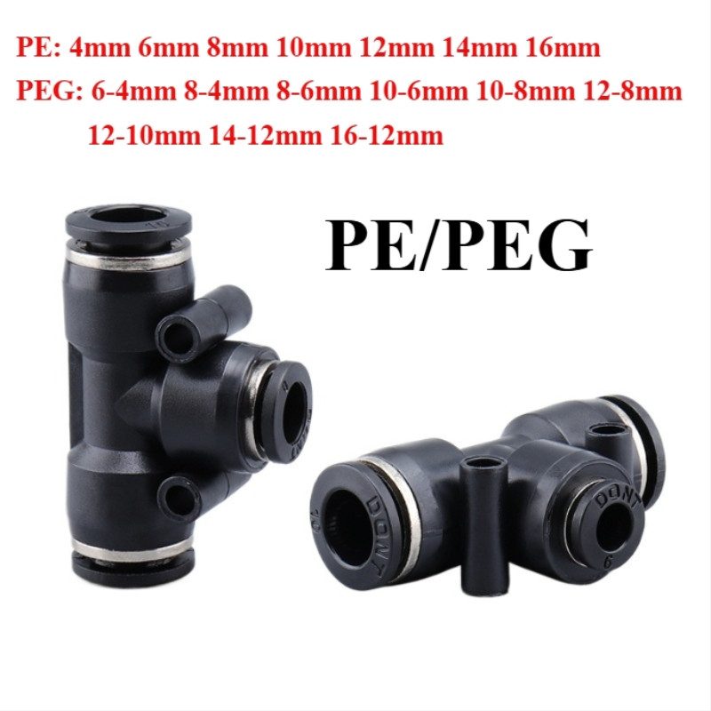 PE/PEG Air Connectors 4mm~16mm Pneumatic Fitting Quick Connect Slip ...