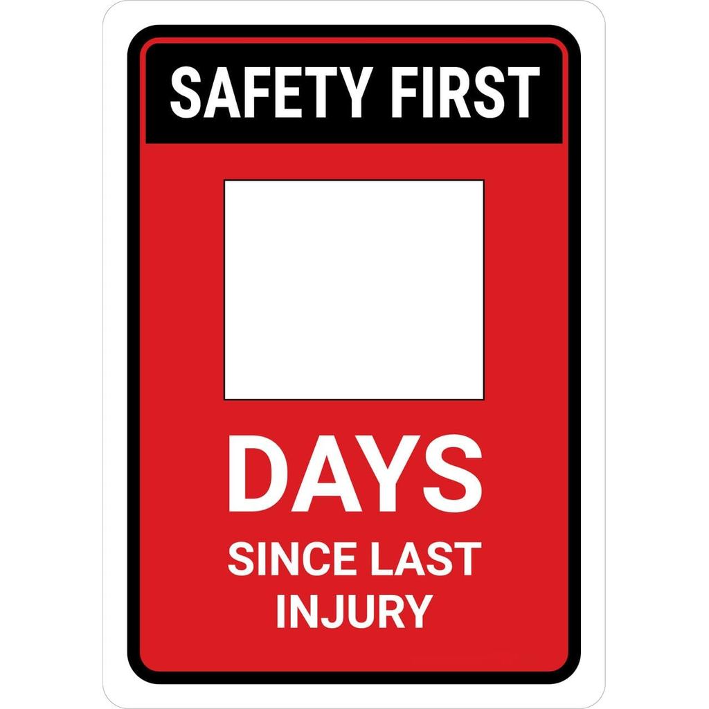 Safety First: Days Since Last Injury Red Portrait - Dry Erase Wall Sign ...