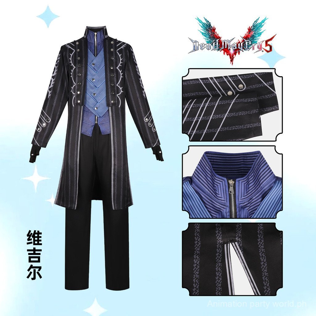 Devil May Cry 5 Vergil Cos Clothes Same Game Trench Coat Set Cosplay ...